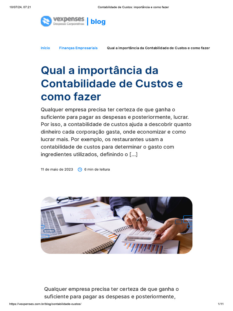 Contabilidade de Custos - Importância e Como Fazer | PDF | Despesa ...