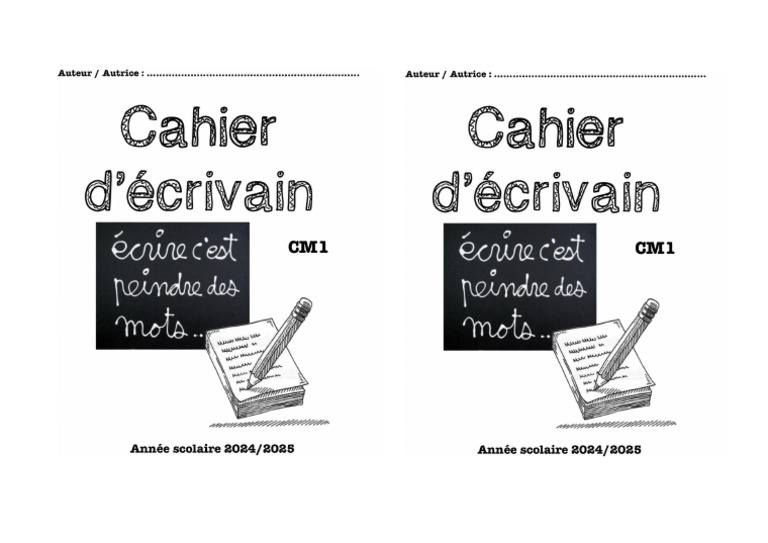 Page de Garde Cahier Écrivain | PDF