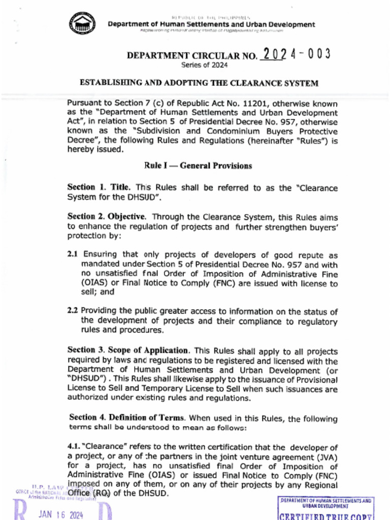 Department Circular No. 2024-003_Establishing the Clearance System | PDF