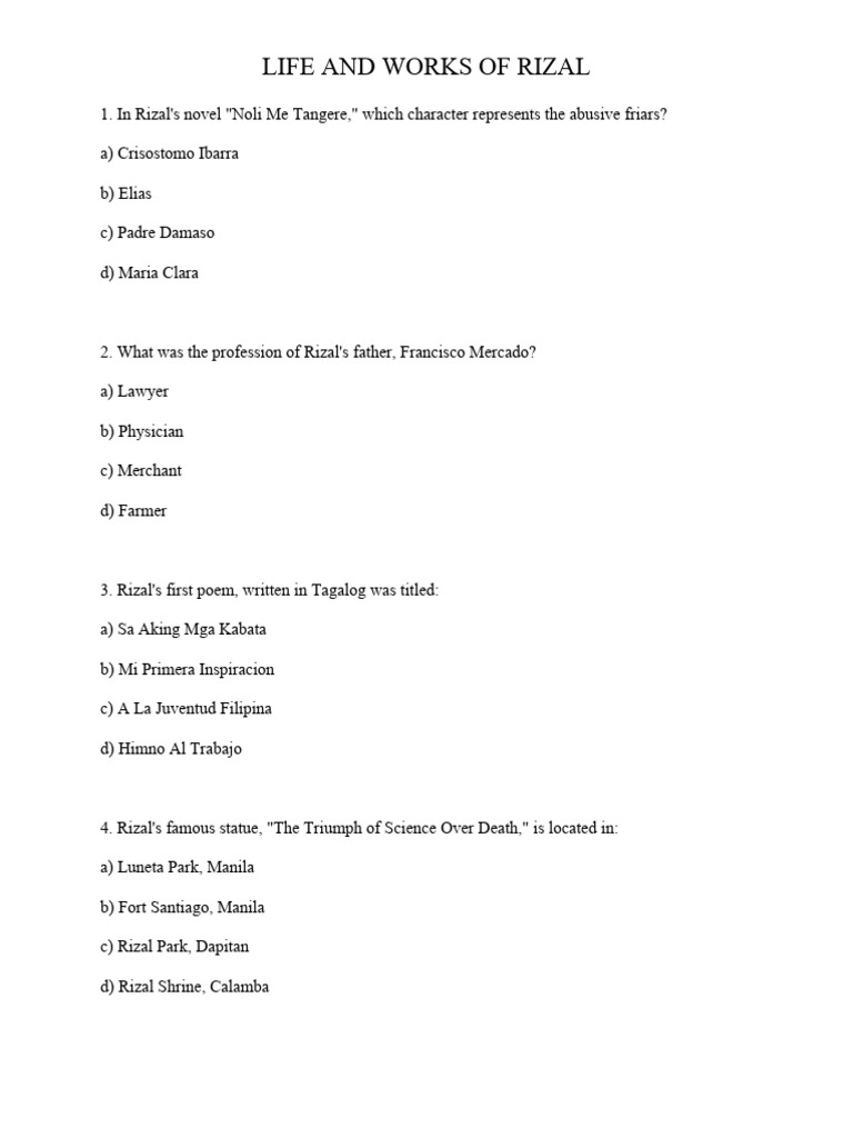 Life and Works of Rizal Reviewer | PDF | Philippines | Philippines ...