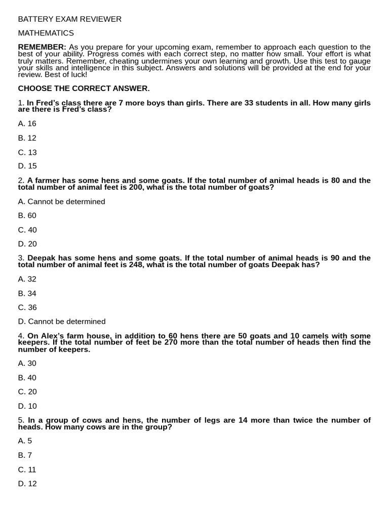 Math Exam Prep for Students | PDF | Mathematical Concepts | Number Theory