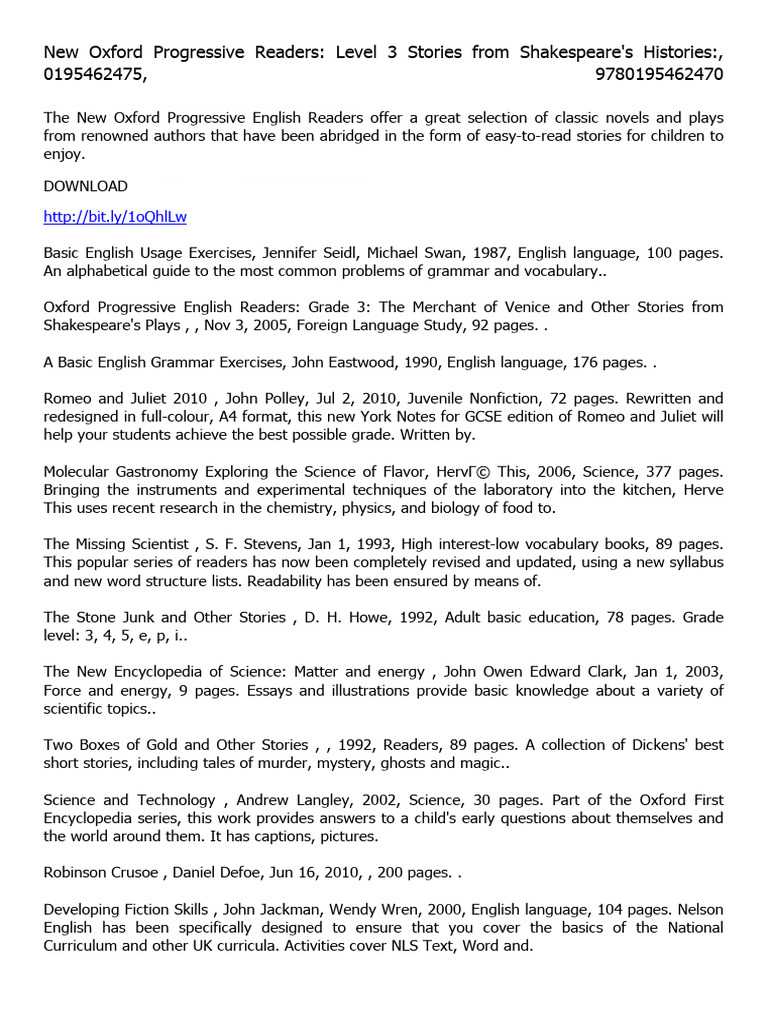 New Oxford Progressive Readers Level 3 Stories From Shakespeares ...