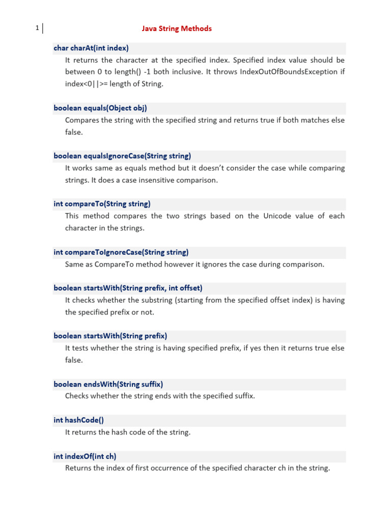 Java String Methods PDF | PDF | String (Computer Science) | Regular ... Java String Methods PDF | PDF | String (Computer Science) | Regular ...
