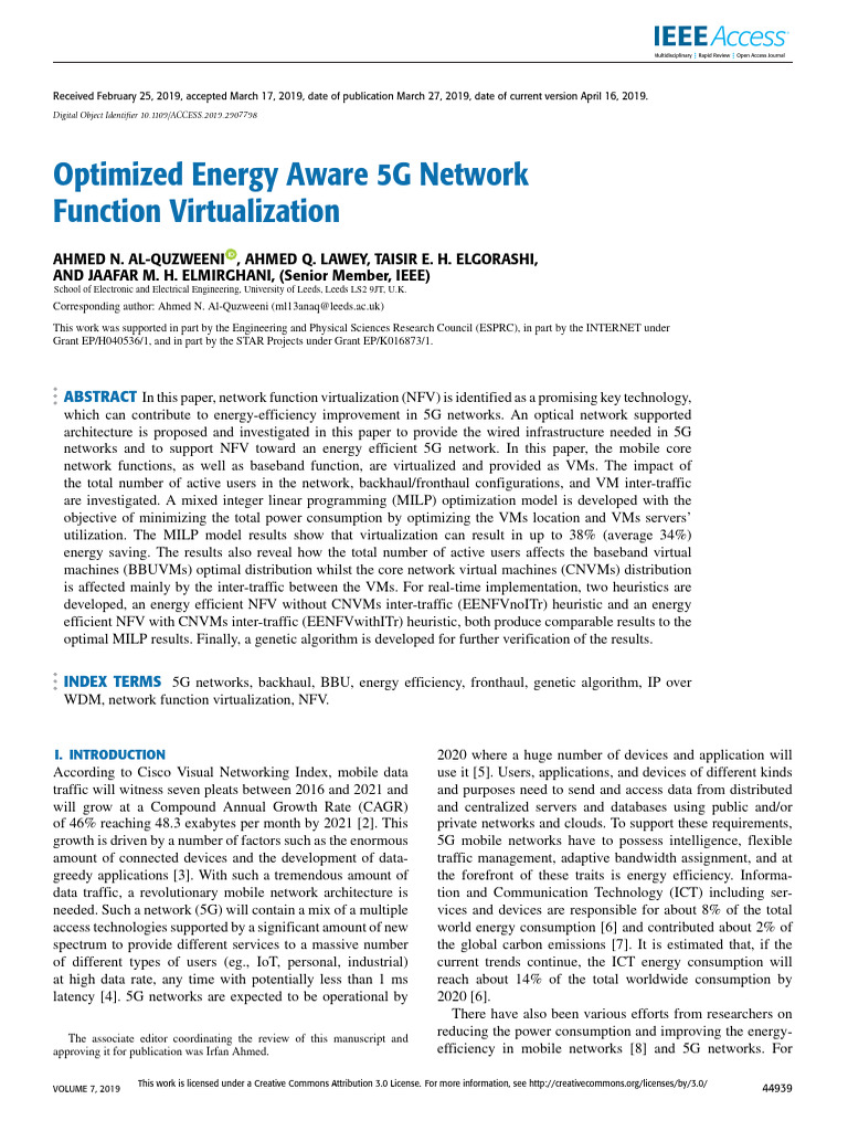 Optimized Energy Aware 5G Network Function Virtualization | PDF ...