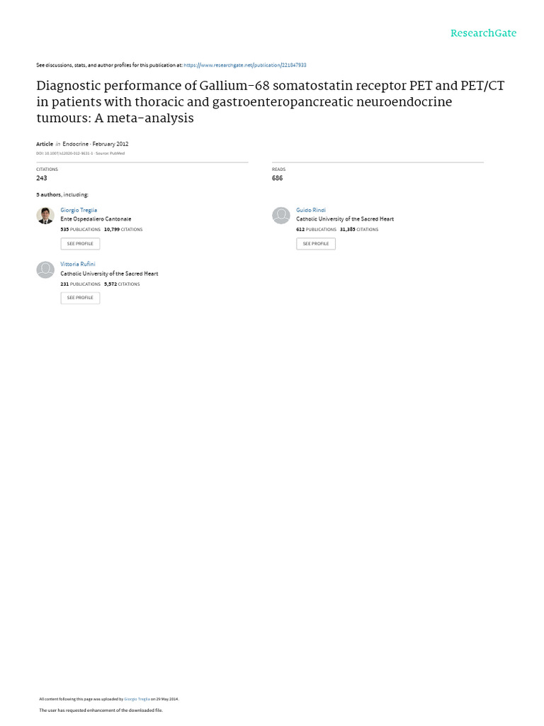 Endocrine 20122 Treglia | PDF | Positron Emission Tomography | Ct Scan