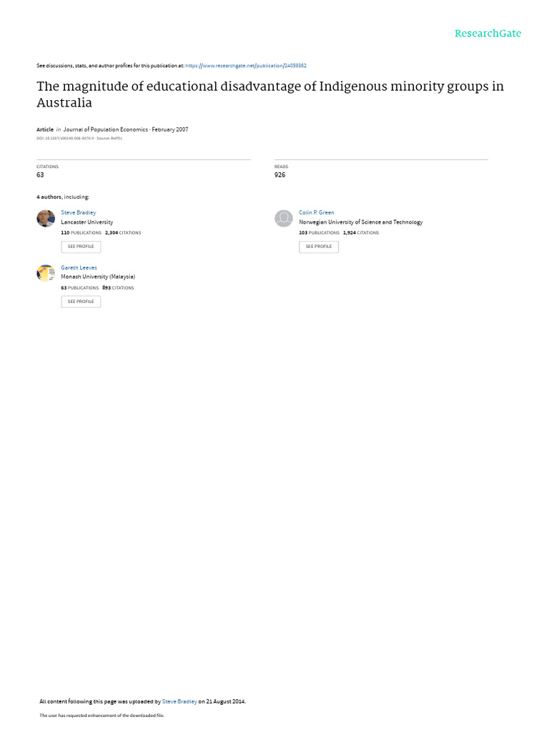 The Magnitude of Educational Disadvantage of Indig | PDF | Indigenous ...