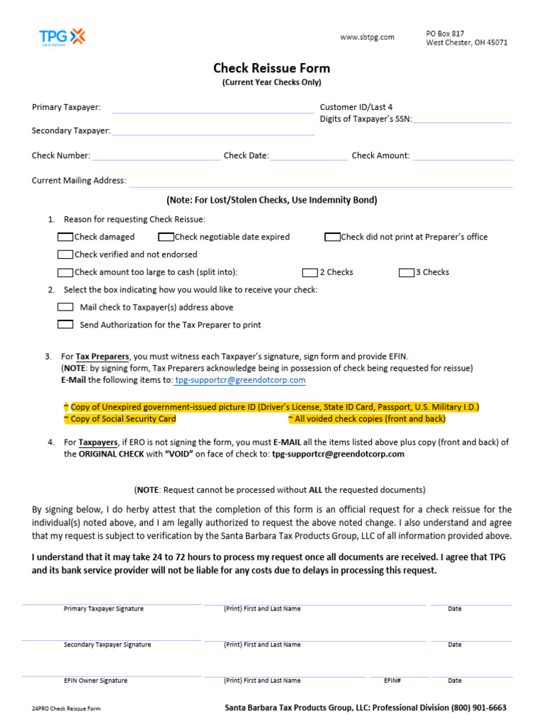 24PRO Check Reissue Form (2305843009342204871) | PDF | Identity ...