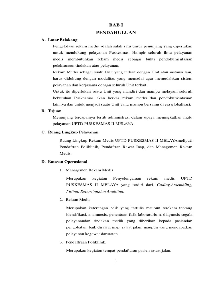 Pedoman RM Puskesmas 2 Melaya Baru | PDF