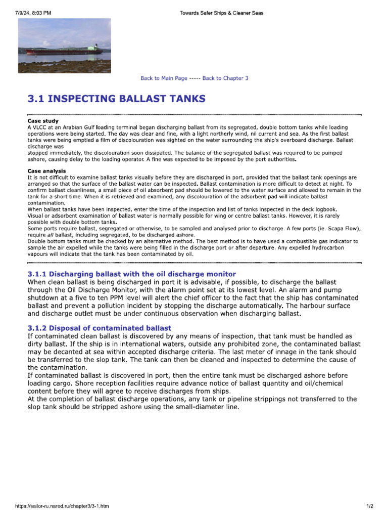 3 - 1 Inspecting Ballast Tanks - Tanker Calculation | PDF