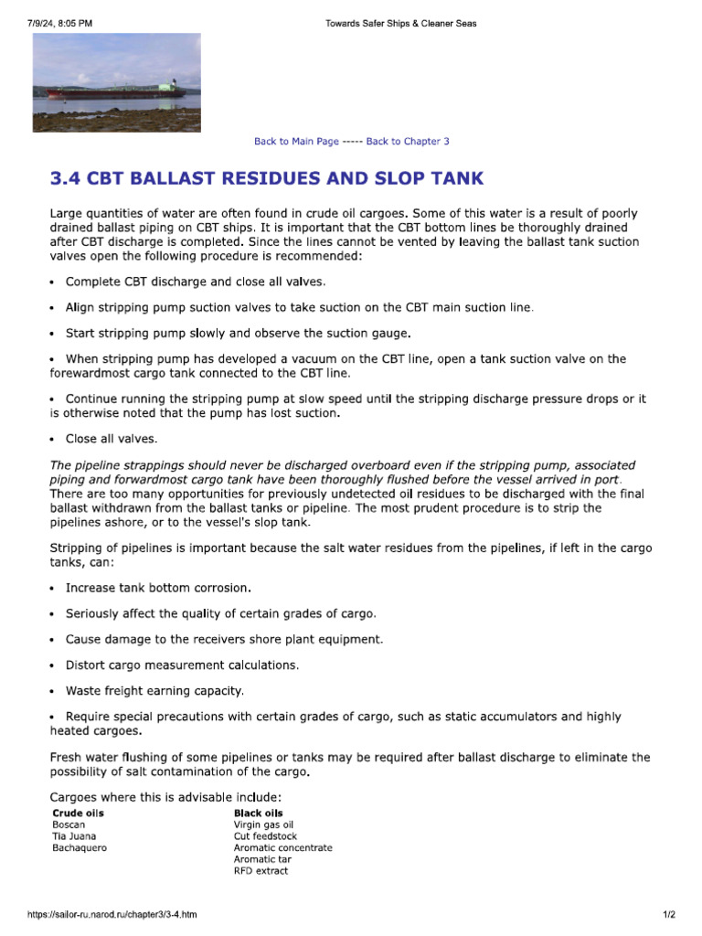 3 - 4 CBT Ballast Residues and Slop Tank | PDF