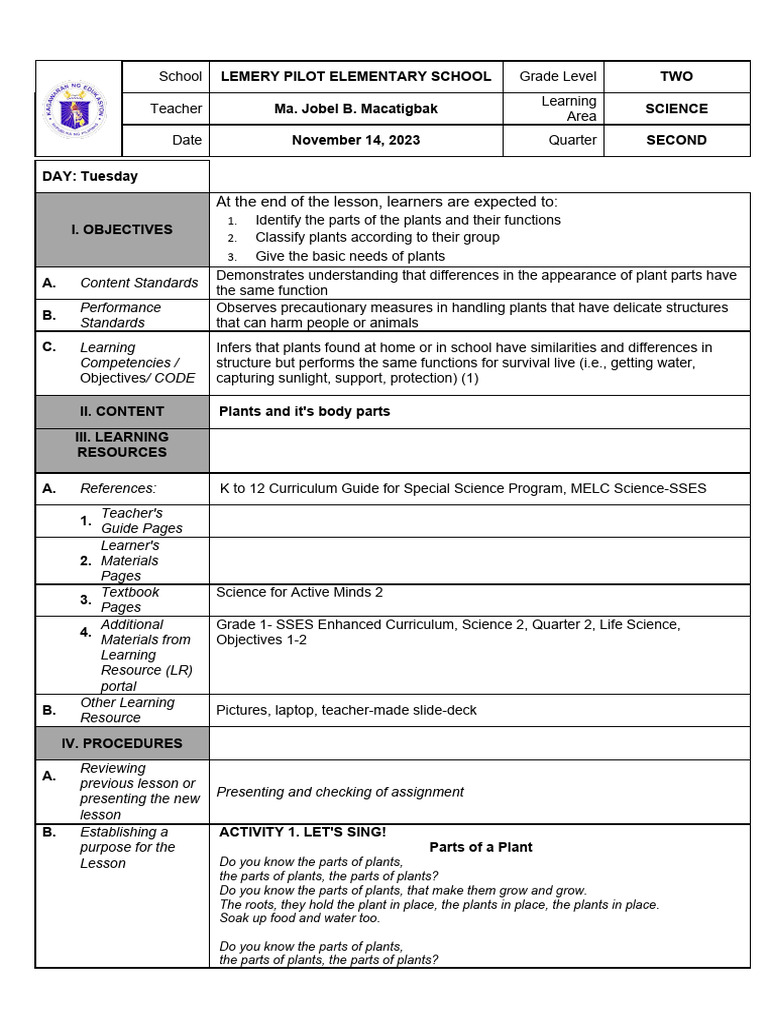 Science2 Quarter 2 Plants and Its Parts Week2 Observation | PDF ...