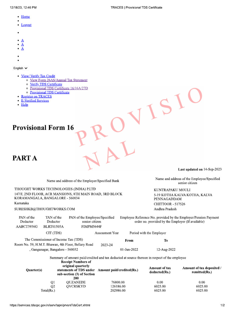 Form 16 | PDF