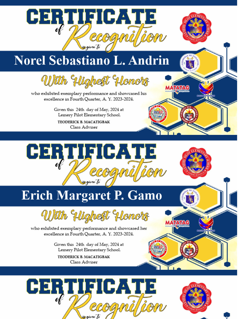 Certificate For Honors | PDF