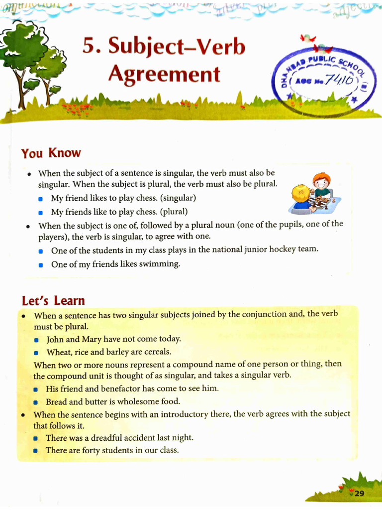 Ch-5 Subject - Verb Agreement (Std-7) | PDF