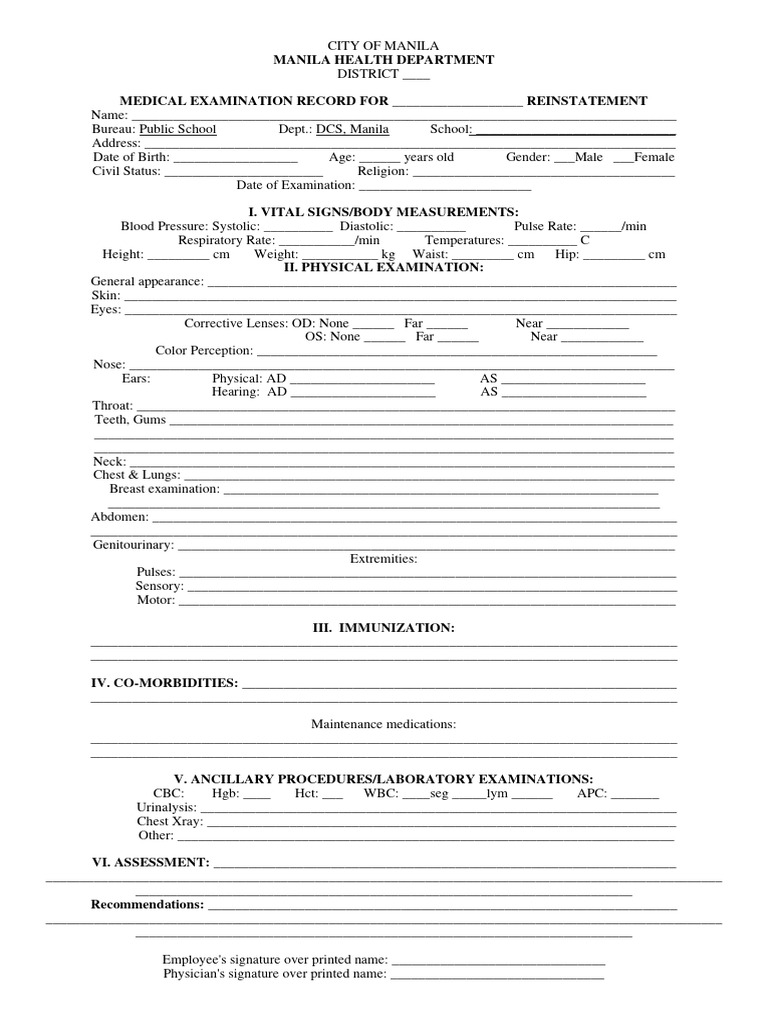 New REINSTATEMENT FORM | PDF | Medicine | Clinical Medicine