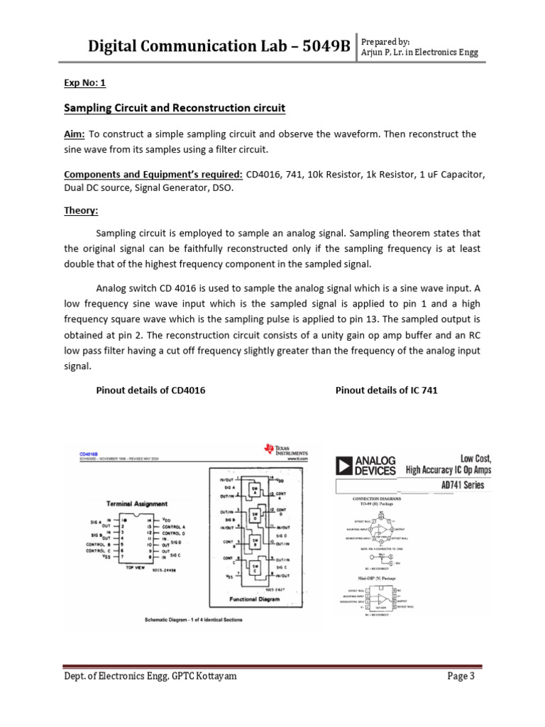 DC Lab Manual | PDF | Electronic Circuits | Sampling (Signal Processing)