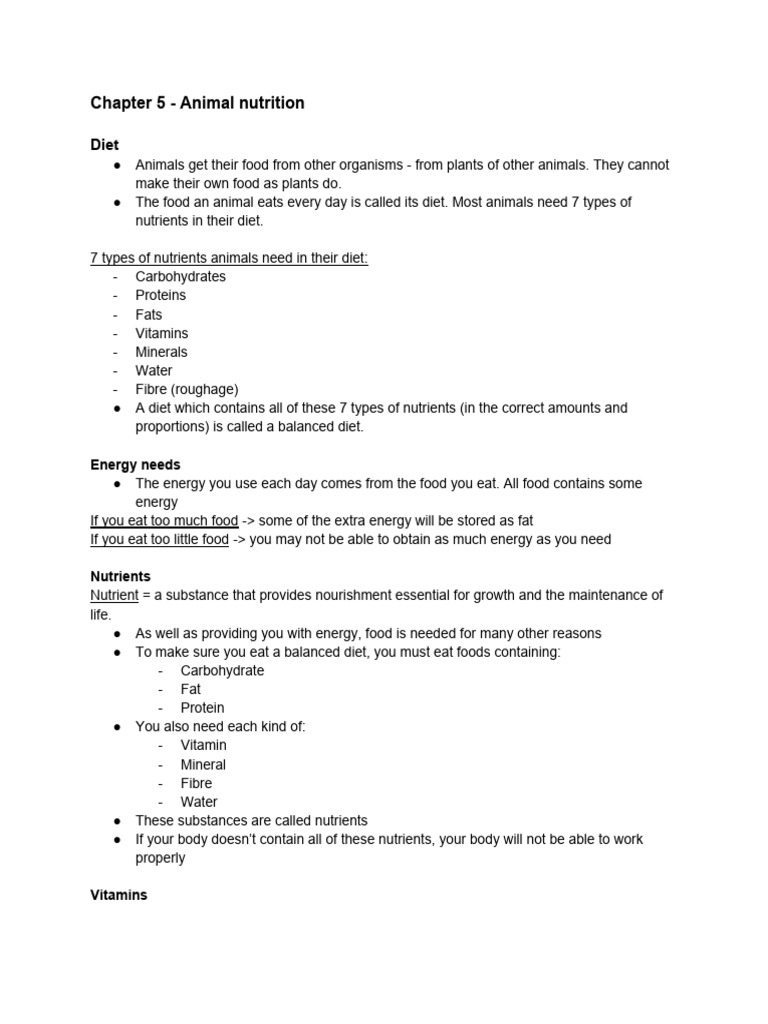 Bio Animal Nutrition Notes-3 | PDF | Digestion | Nutrients