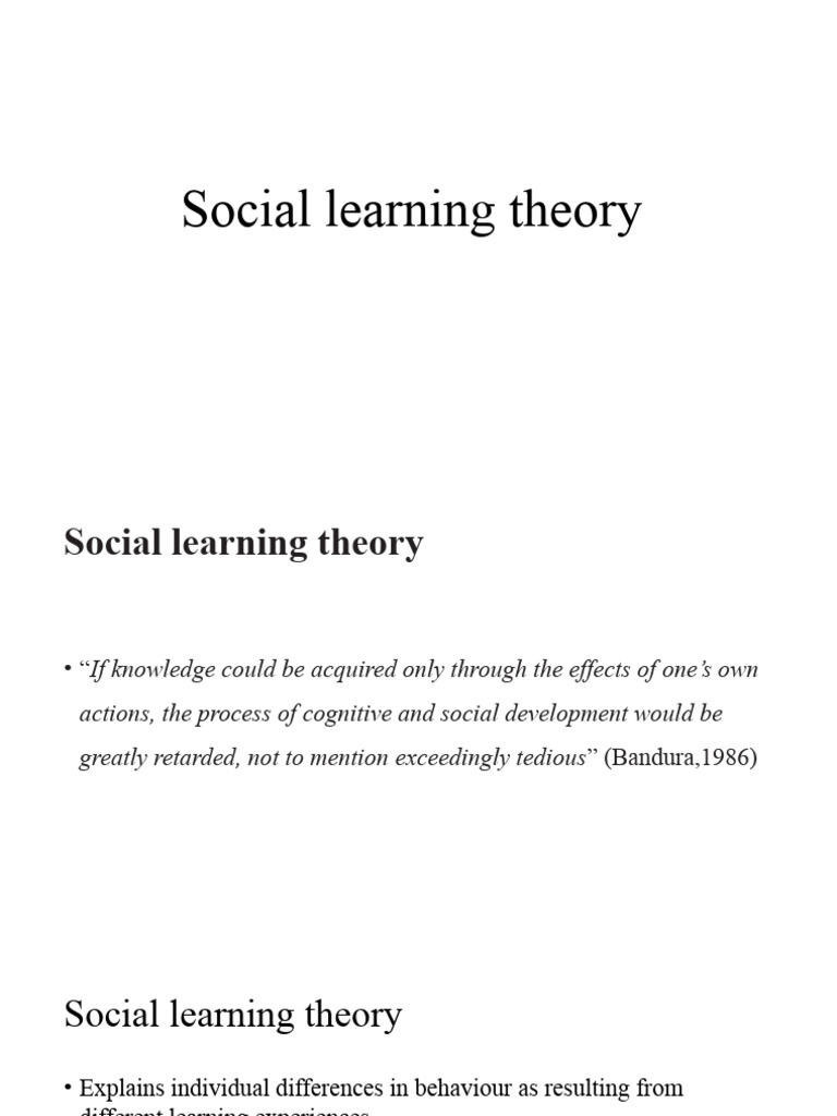 Social Learning Theory | PDF | Self Efficacy | Behavioural Sciences