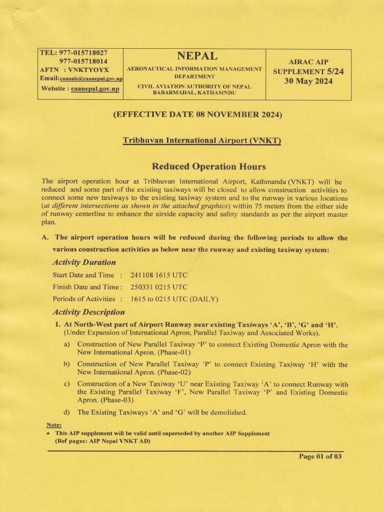 Nepal Aip Supplement 5 - 24 | PDF | Aviation | Transport Infrastructure
