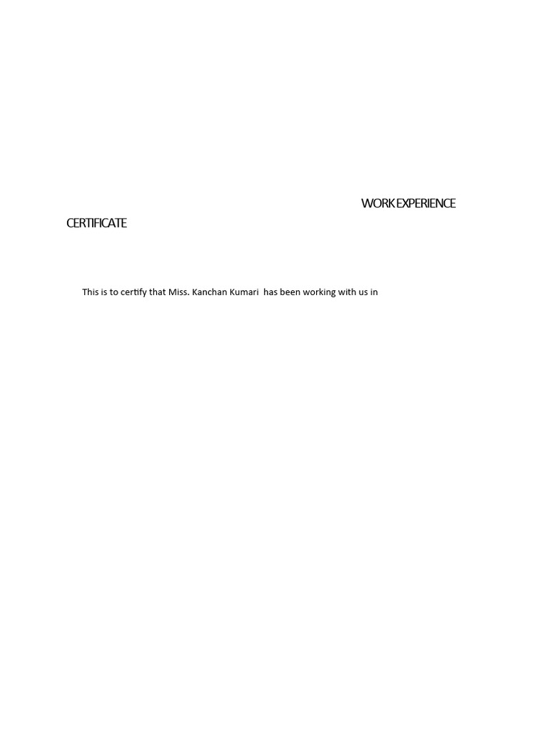 Work Experience Certificate | PDF