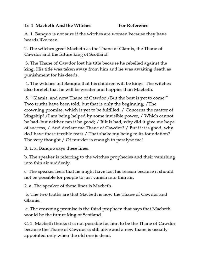 Macbeth's Witches and Their Prophecies | PDF