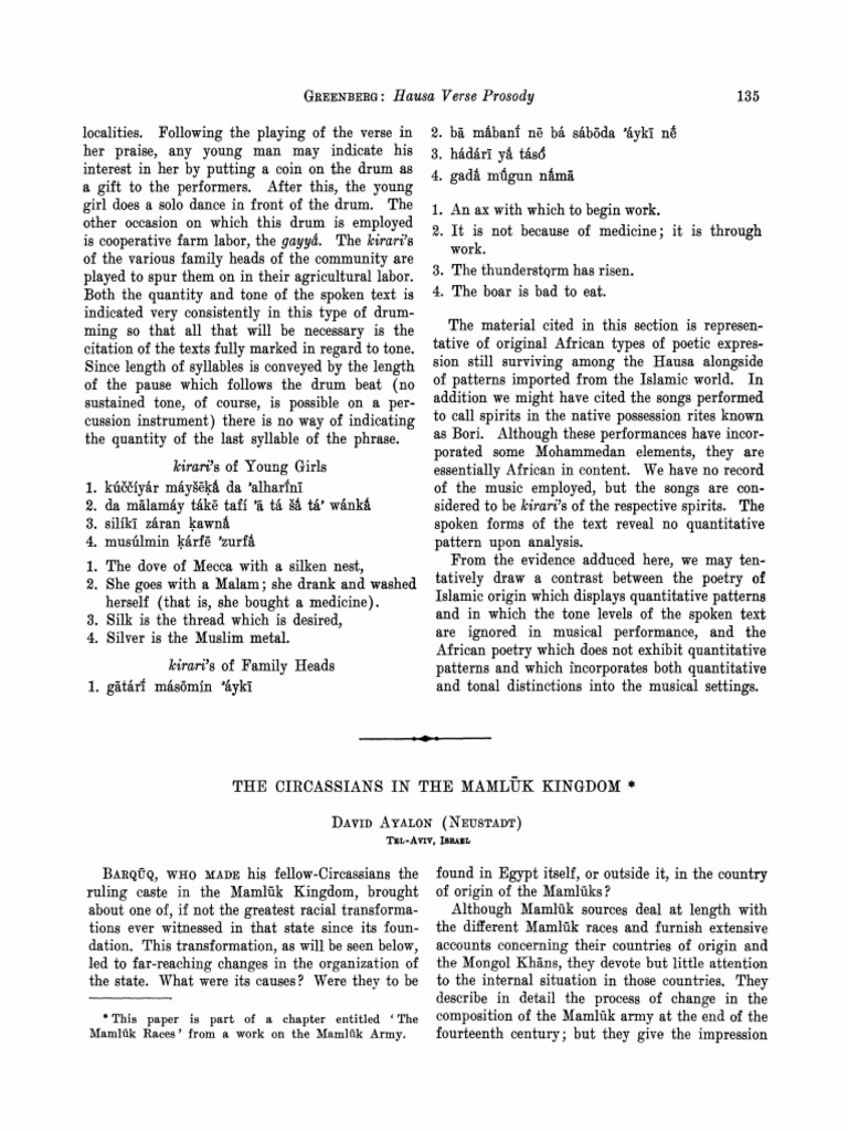 David Ayalon Neustadt The Circassians in The Mamluk Kingdom | PDF