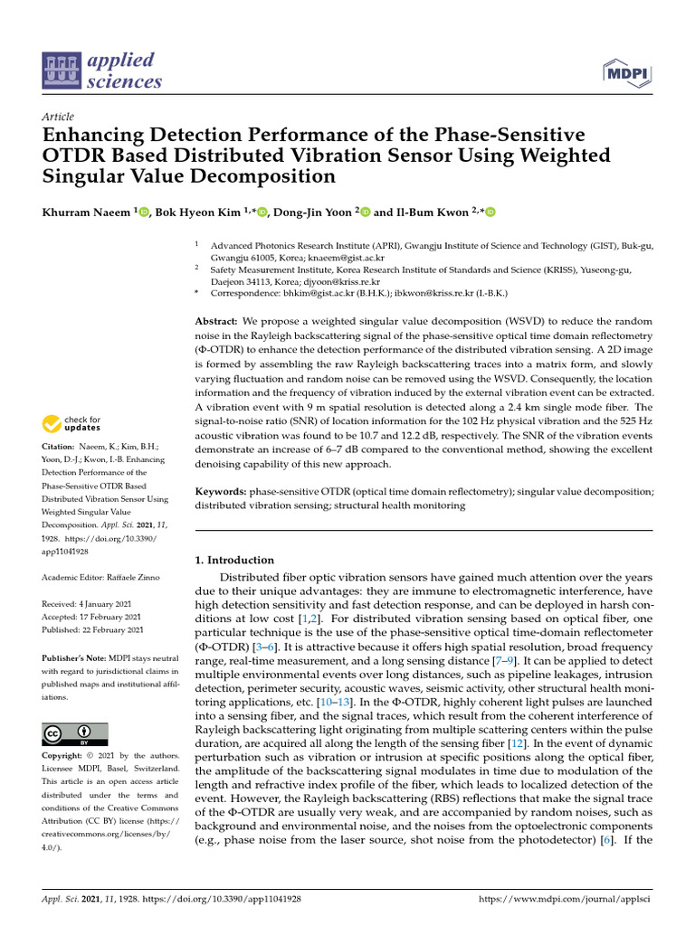 2021 Enhancing Detection Performance of The Phase-Sensitive OTDR Based Distributed Vibration ...