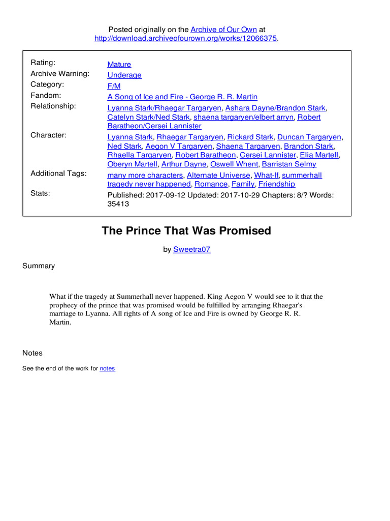 The Prince That Was Promised - 1 | PDF | A Song Of Ice And Fire