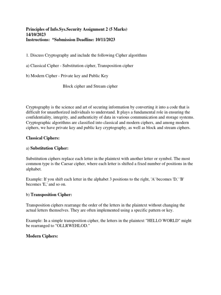 Assignment 2 PISS | PDF | Cryptography | Cipher