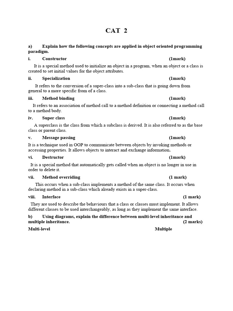 Cat2 Oop | PDF | Method (Computer Programming) | Inheritance (Object Oriented Programming)