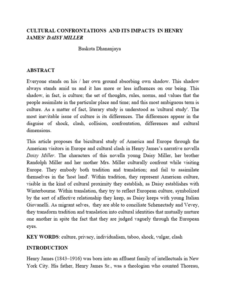 Cultural Confrontation and Its Impact in 'Daisy Miller' | PDF | Liberal ...