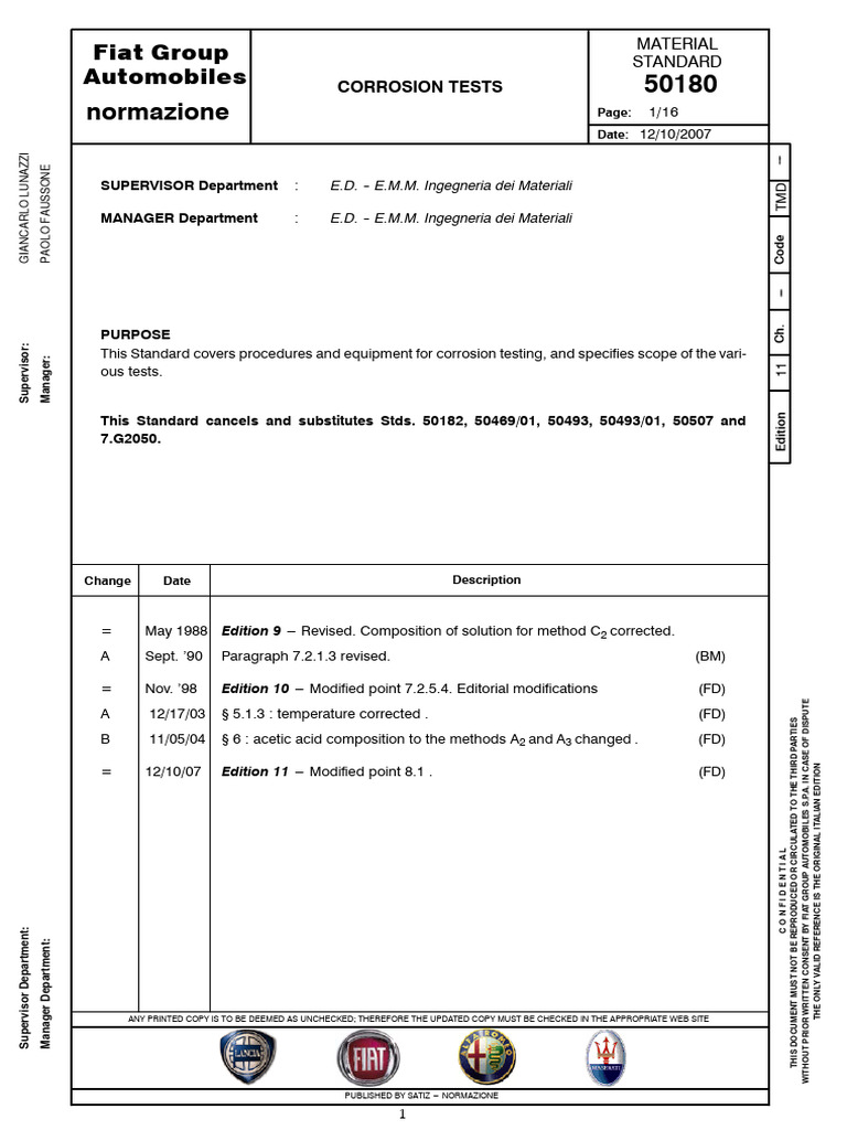 FIAT 50180 | PDF | Corrosion | Materials