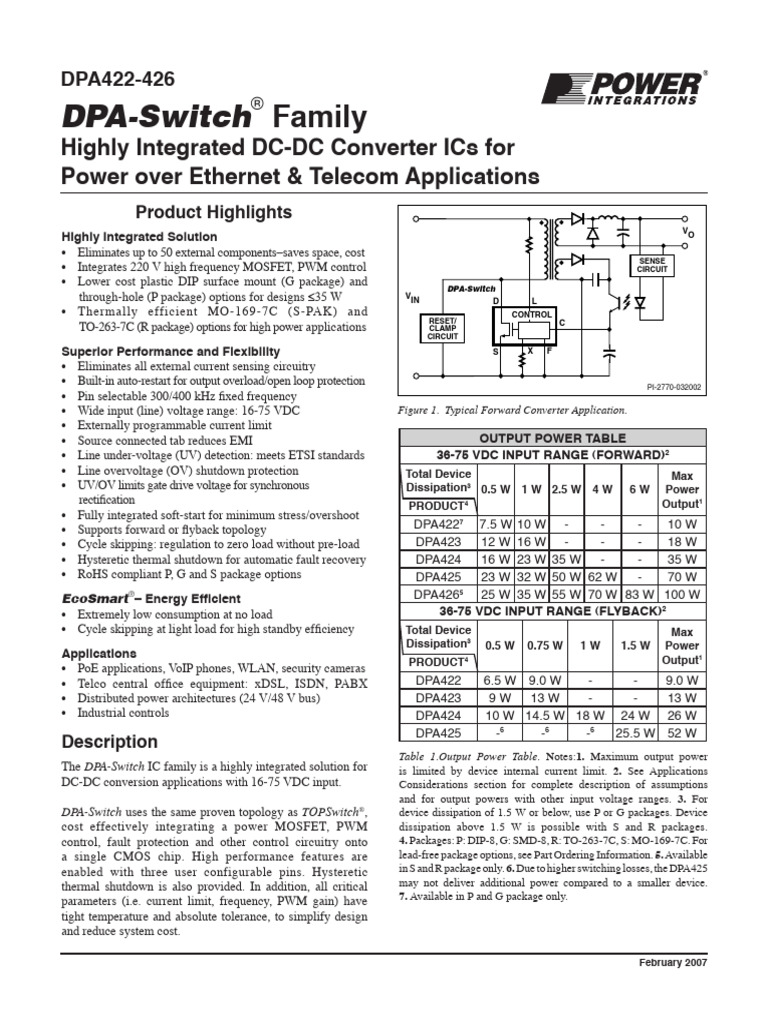 DPA-Switch: Family | PDF | Mosfet | Field Effect Transistor