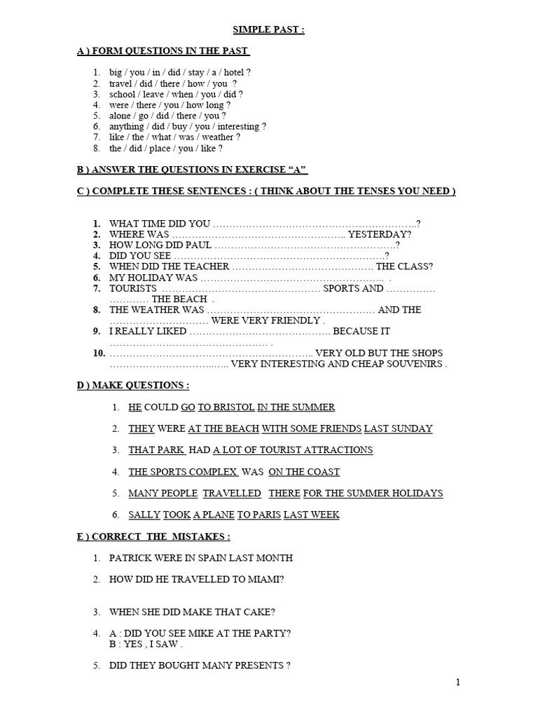 SIMPLE PAST - Practice 2 | PDF | Linguistics | Language Families
