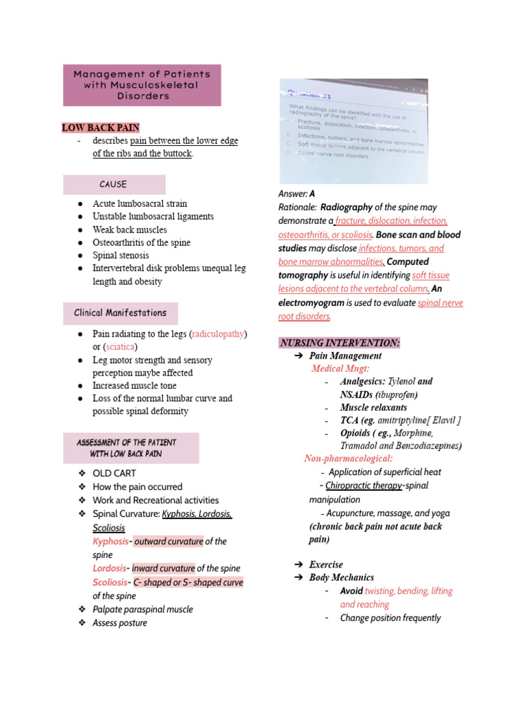 Chapter 36 - Musculoskeletal Disorders | PDF | Vertebral Column | Back Pain