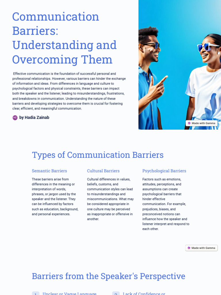 Overcoming Communication Barriers | PDF | Communication | Psychology