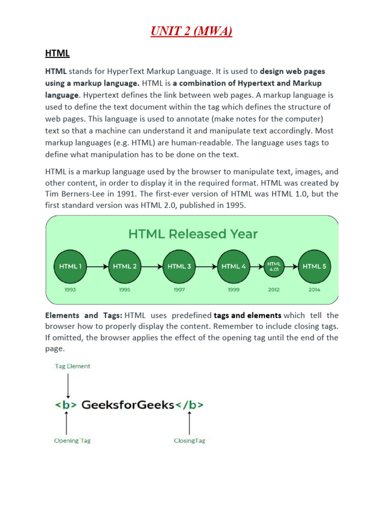 Unit - 2 Half HTML | PDF | Html | World Wide Web
