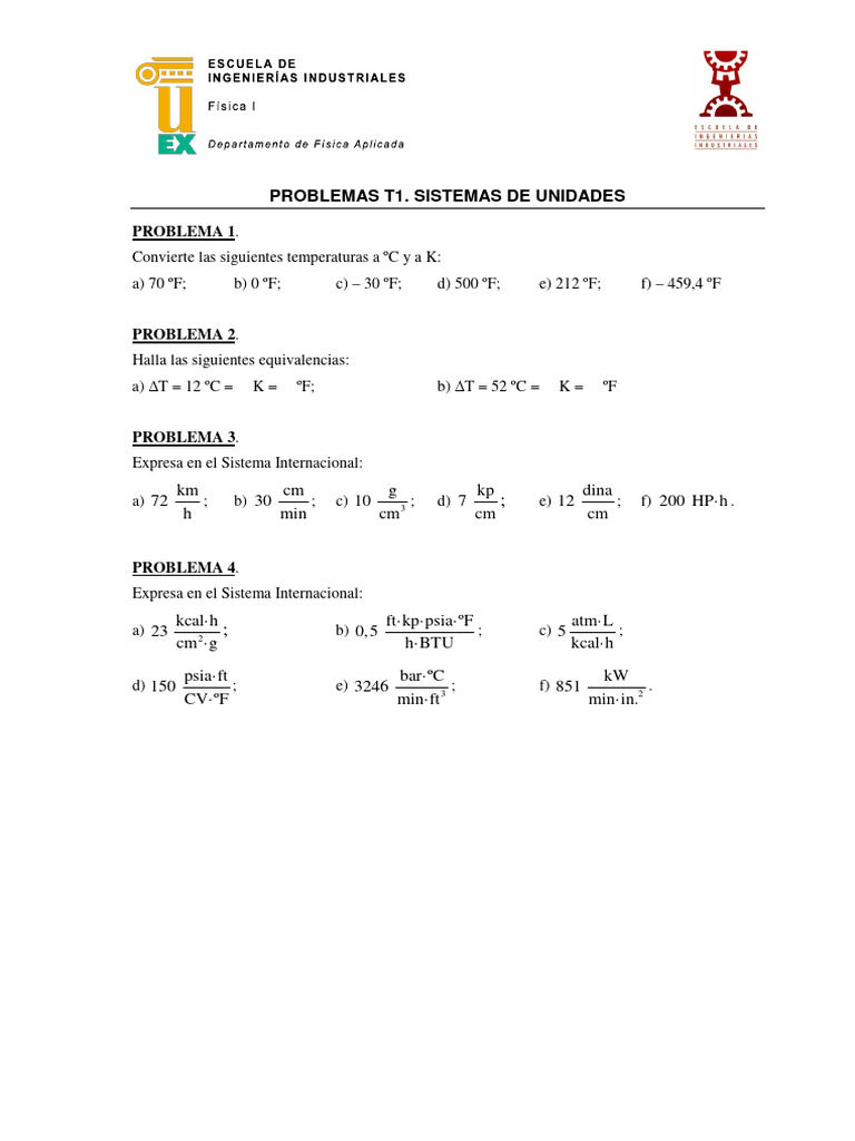 Problemas T1 | PDF | Tecnología e ingeniería