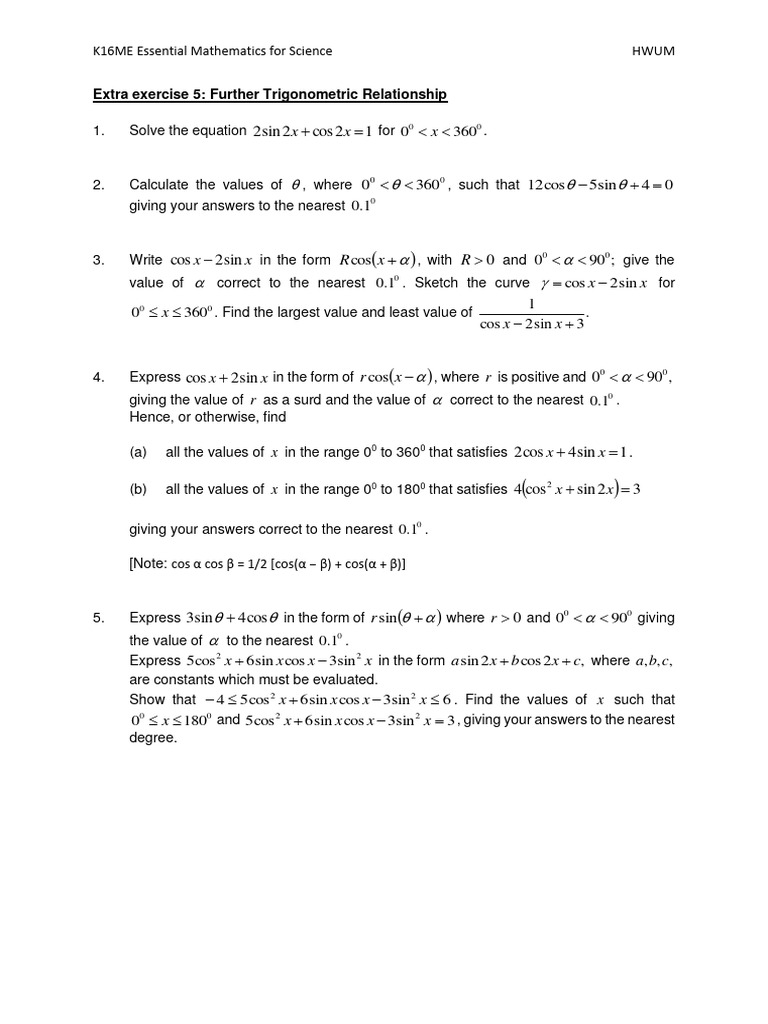 Extra_exercise_5_Further_Trigonometry_Relationship | Download Free PDF ...