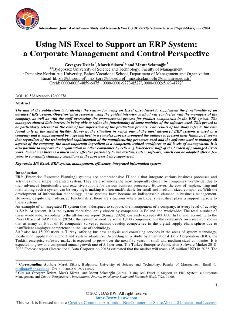 Excel's Role in ERP System Support | PDF | Enterprise Resource Planning ...