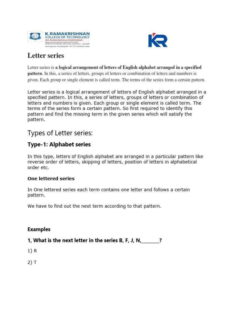 Letter Series Patterns Explained | PDF | Linguistics | Encodings