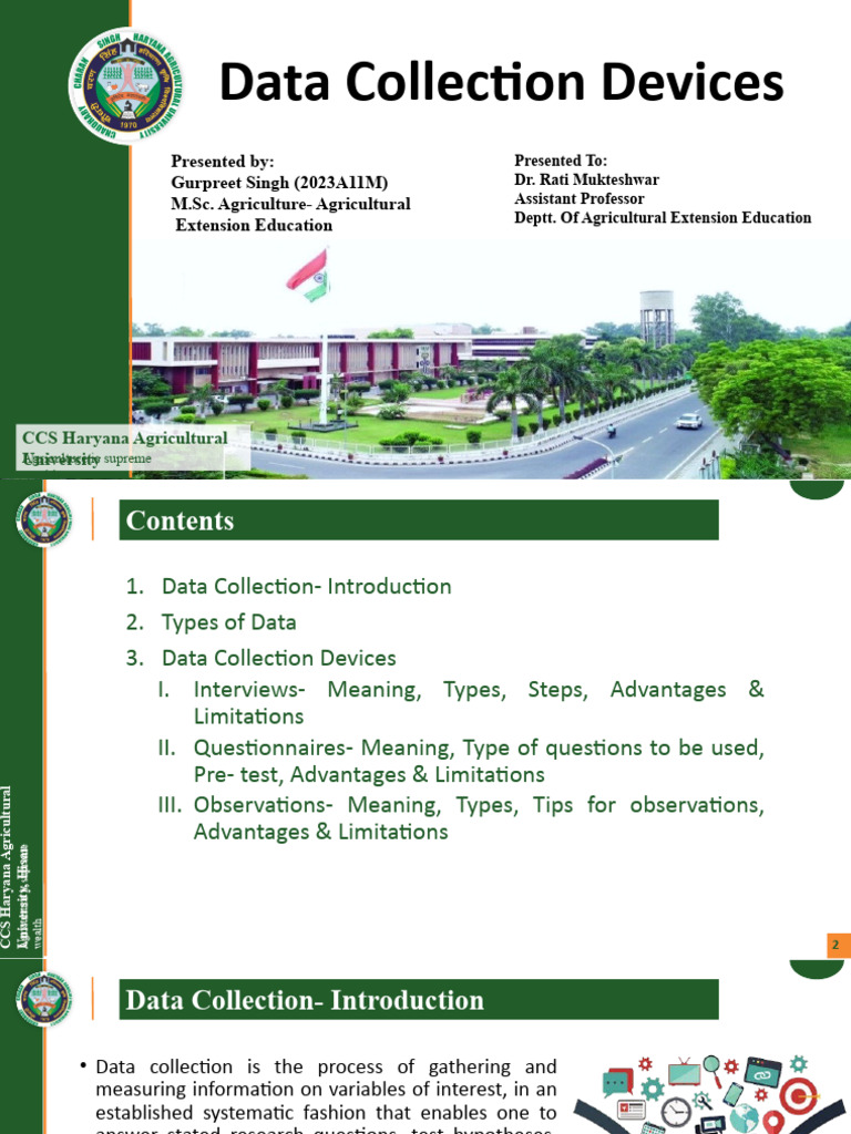 Data Collection Methods in Agriculture | PDF | Questionnaire | Interview