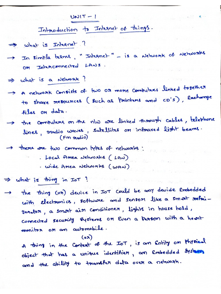 r22 Iot Unit-1 Notes | PDF | Transmission Control Protocol | Internet ...
