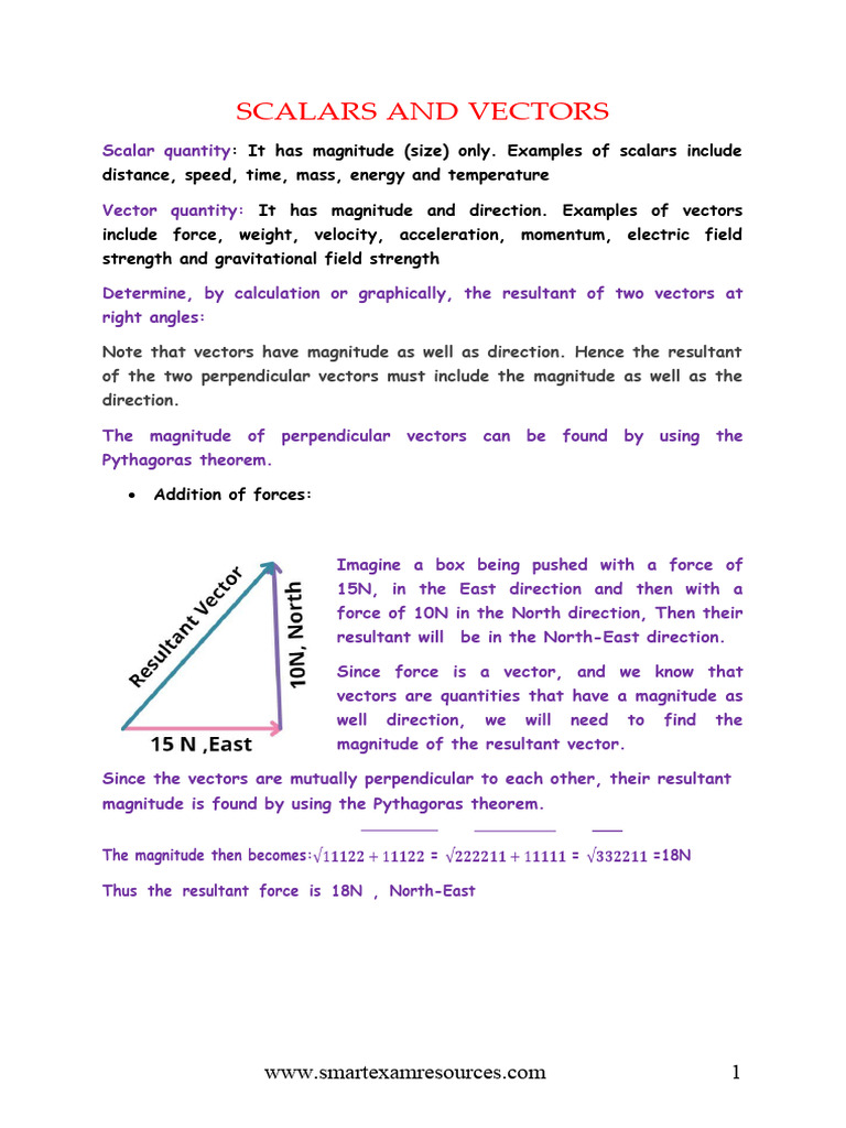 1.1 IGCSE Physics Notes Motion Forces Energy Scalars and Vectors | PDF ...