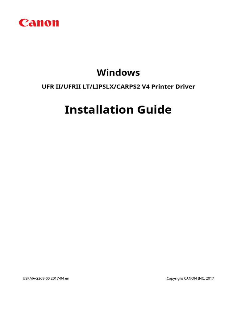 UFRII V4 PrinterDriver V60 IG EN | PDF | Installation (Computer Programs) | Microsoft Windows