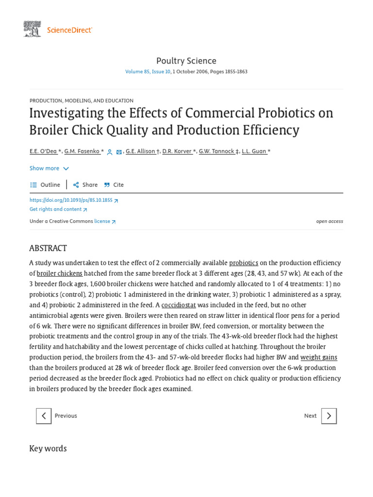 Investigating The Effects of Commercial Probiotics On Broiler Chick ...