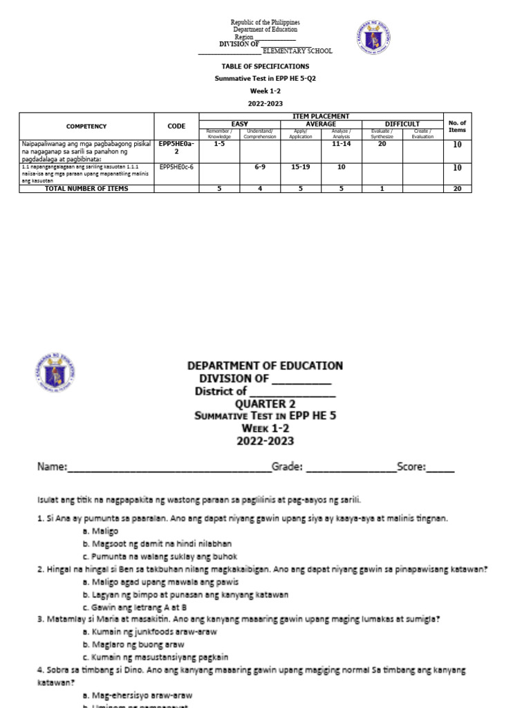 ST1 - Epp He5 - Q2 | PDF