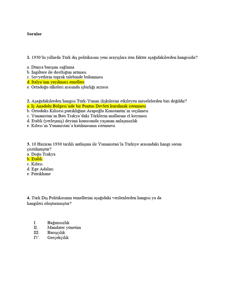 İnkılap Vize Soru | PDF