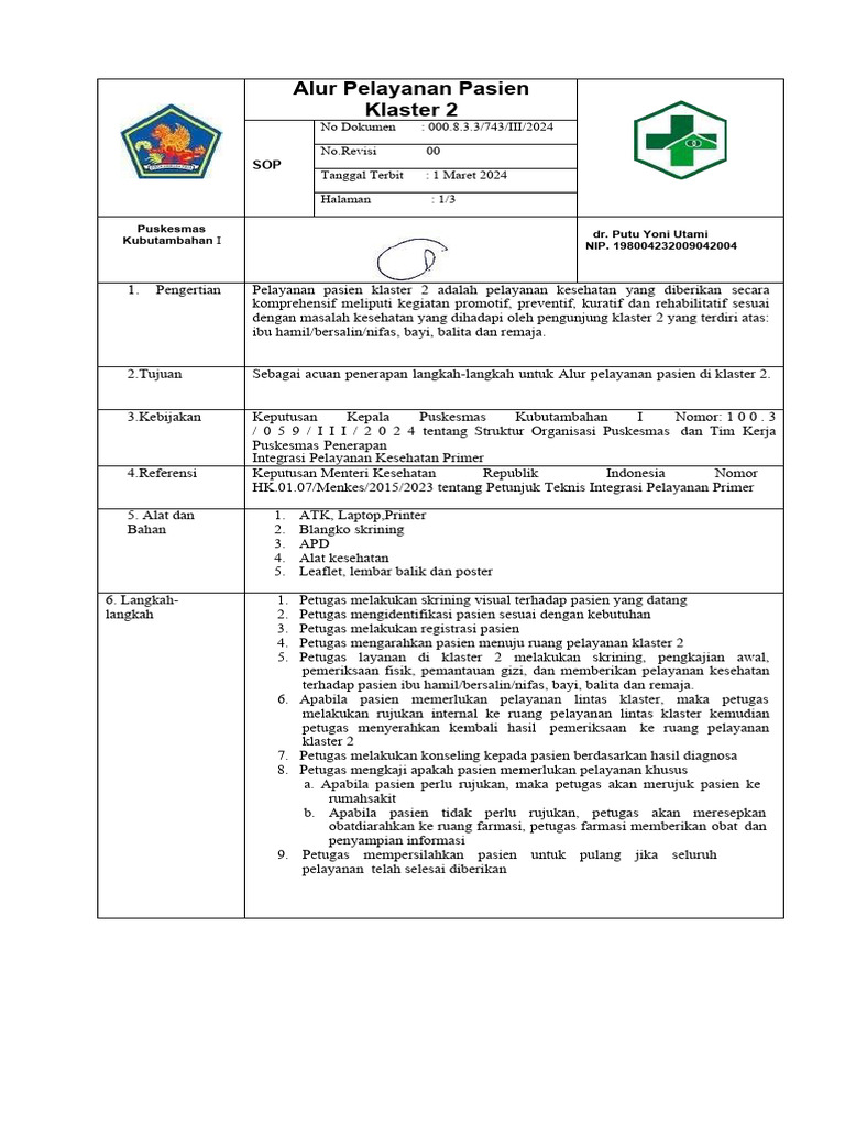 Sop Alur Pelayanan Klaster 2 Pdf