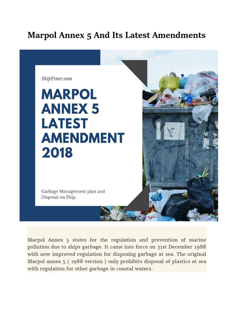 Marpol Annex 5 | PDF | Municipal Solid Waste | Waste
